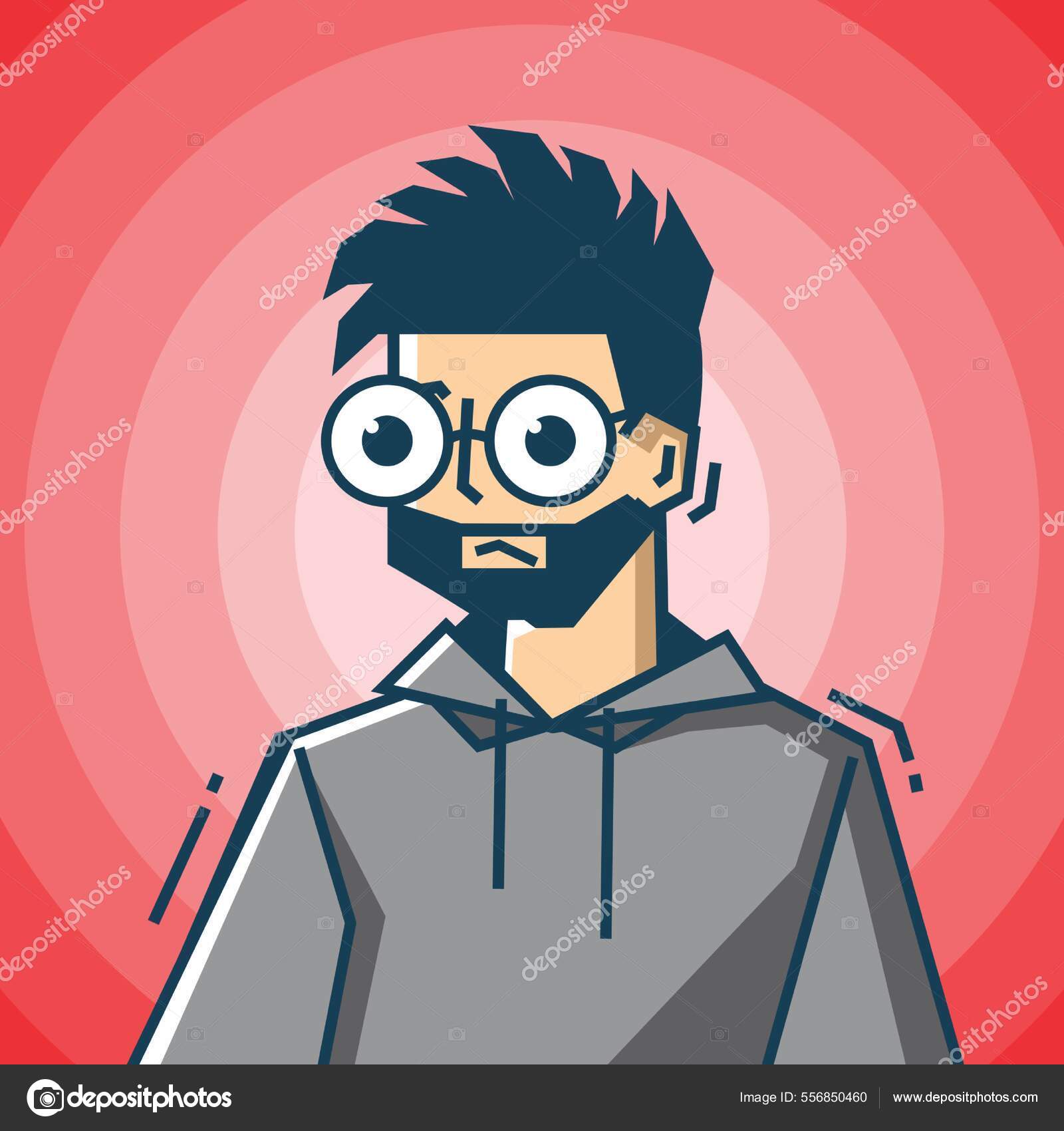 Square Face Character Stiff Art Style Illustration Design Stock ...