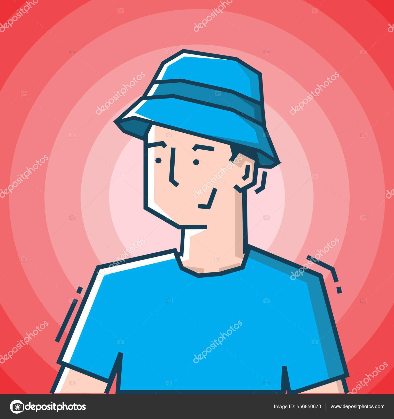 Square Face Character Stiff Art Style Illustration Design Stock ...