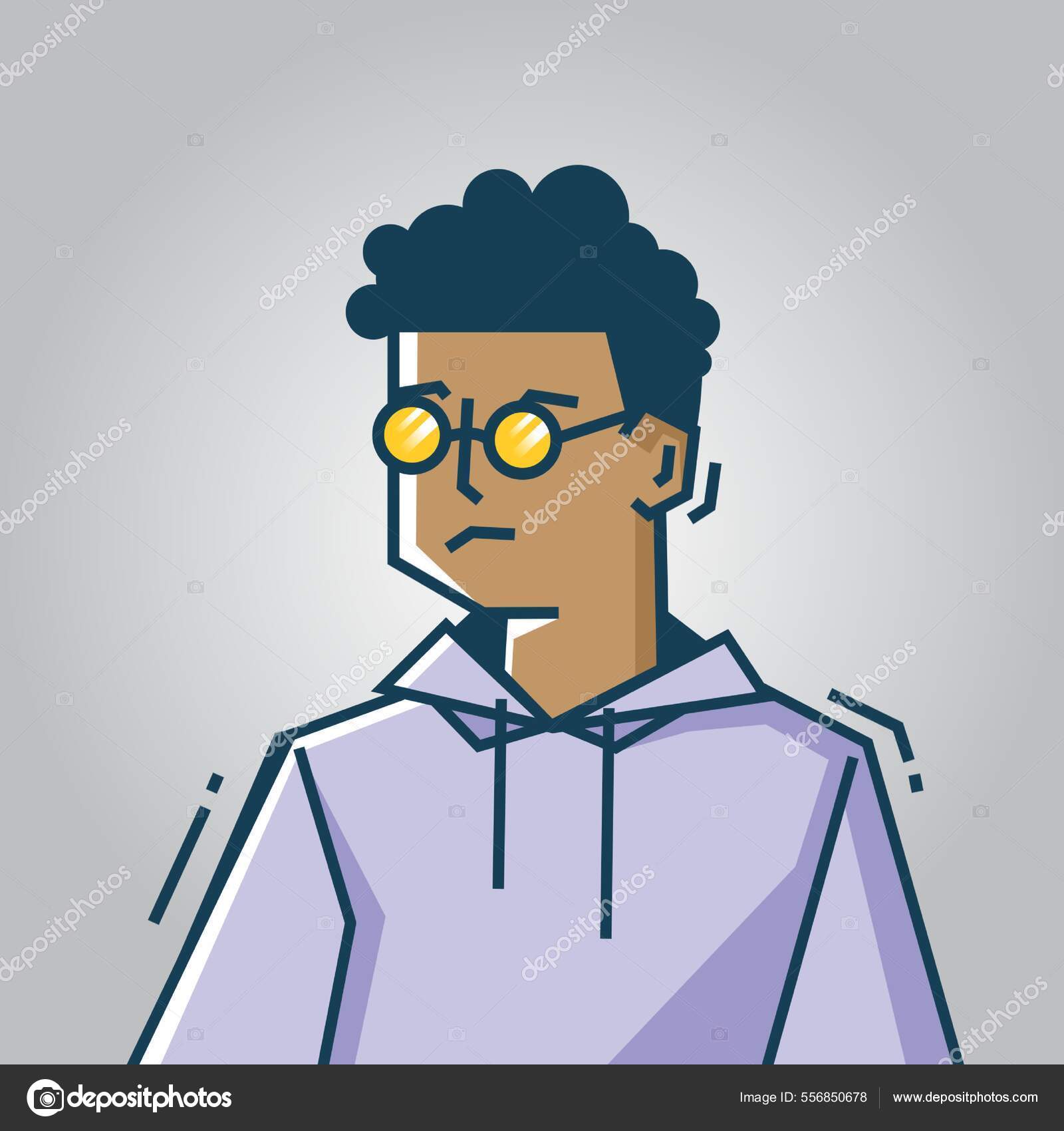 Square Face Character Stiff Art Style Illustration Design Stock ...