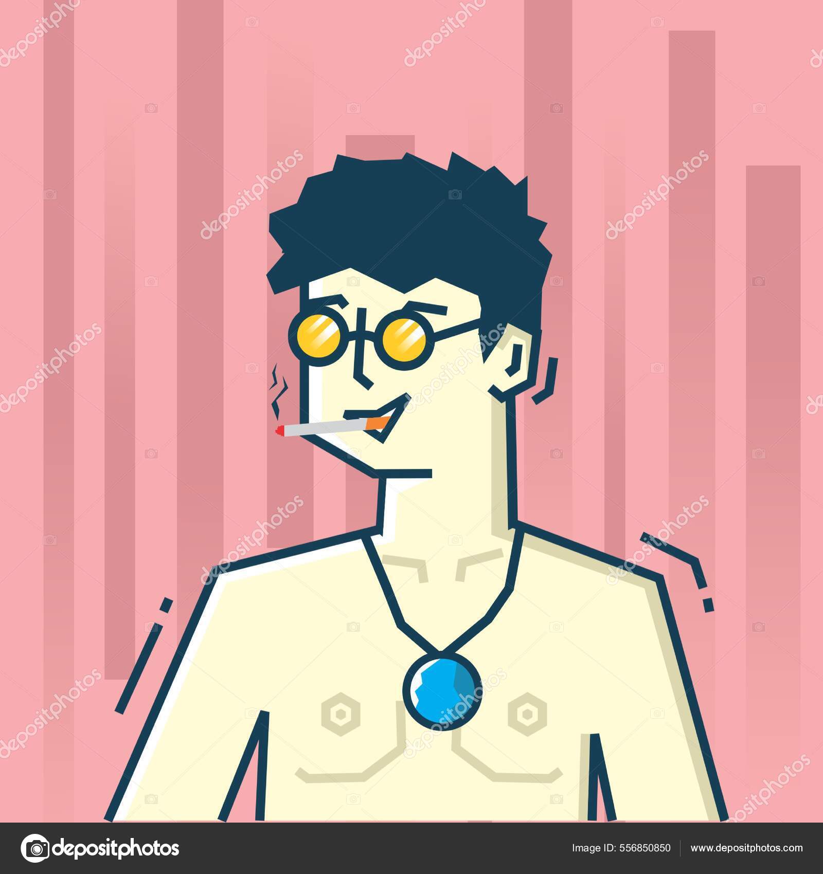 Square Face Character Stiff Art Style Illustration Design Stock ...