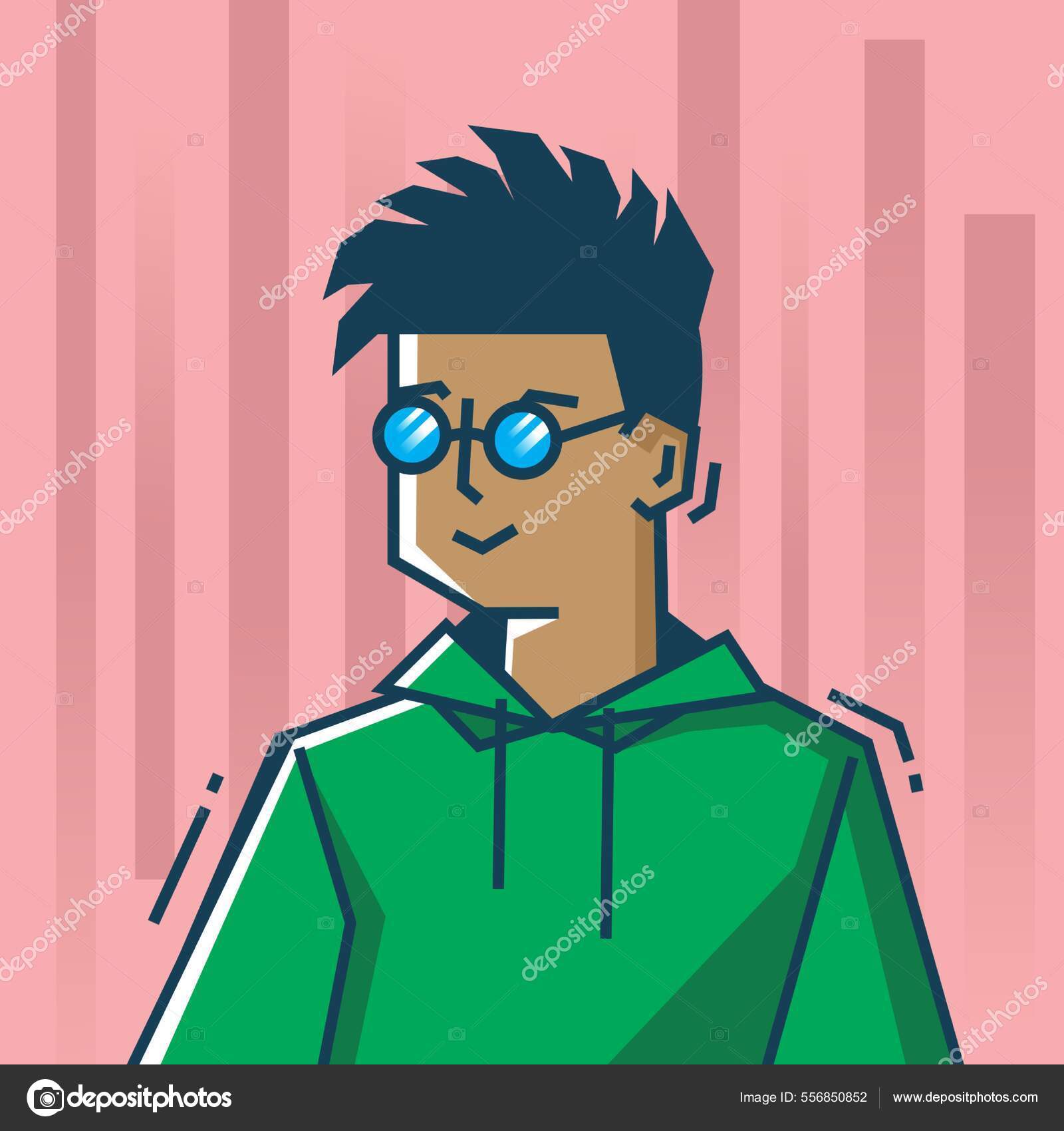 Square Face Character Stiff Art Style Illustration Design Stock ...