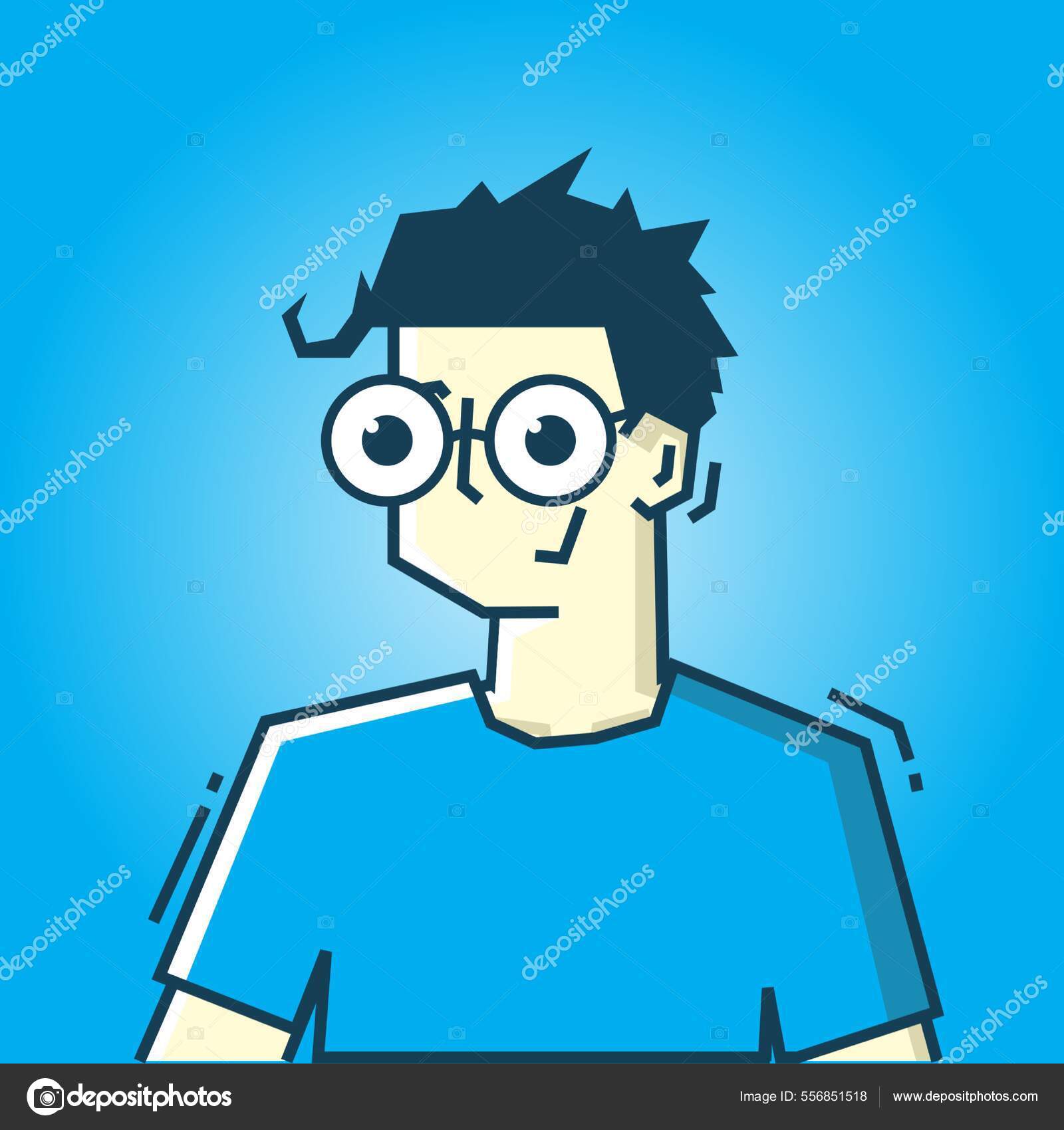 Square Face Character Stiff Art Style Illustration Design Stock ...