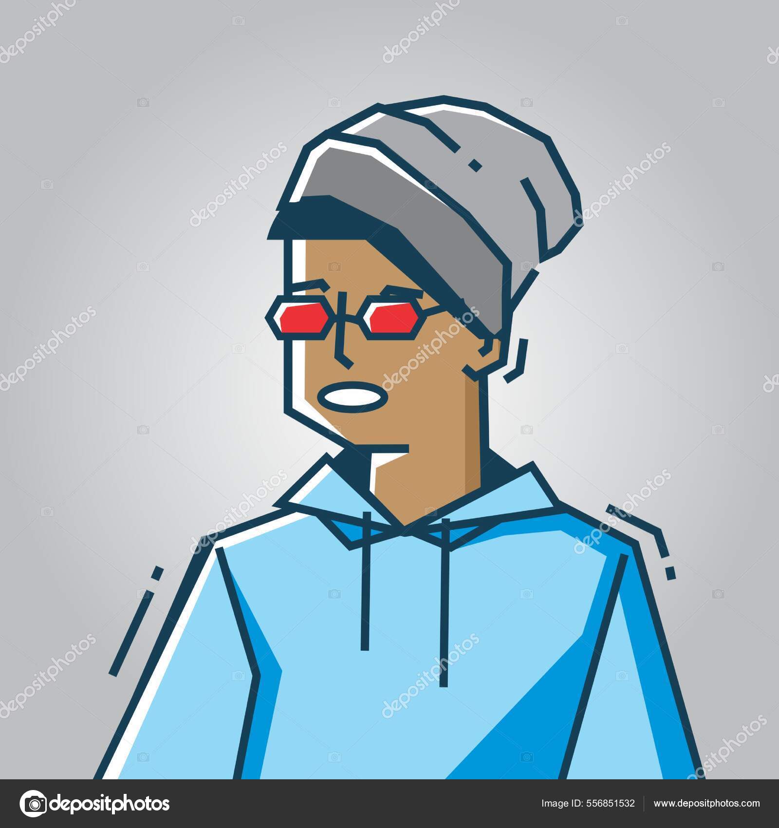 Square Face Character Stiff Art Style Illustration Design Stock ...