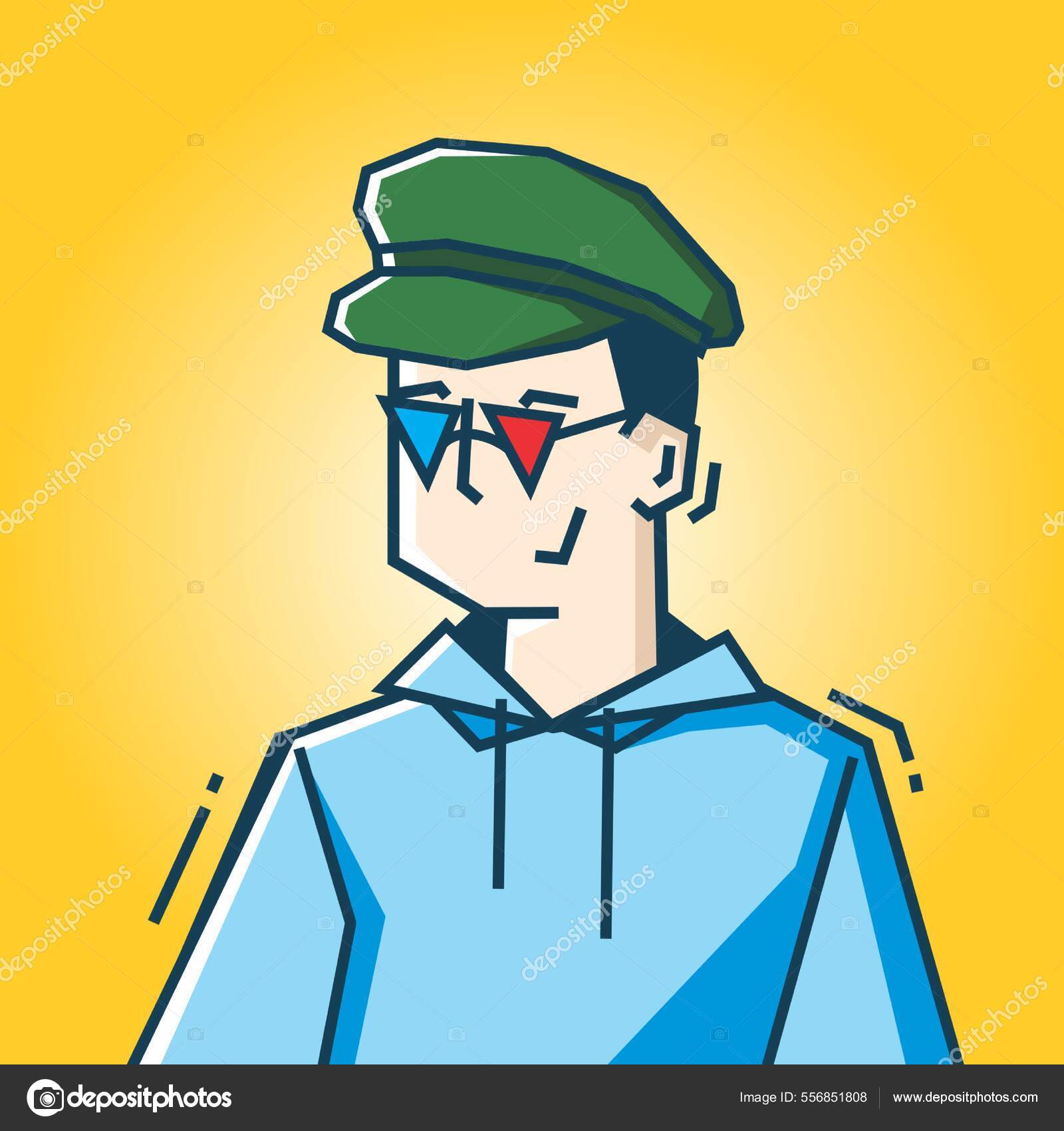 Square Face Character Stiff Art Style Illustration Design Stock ...