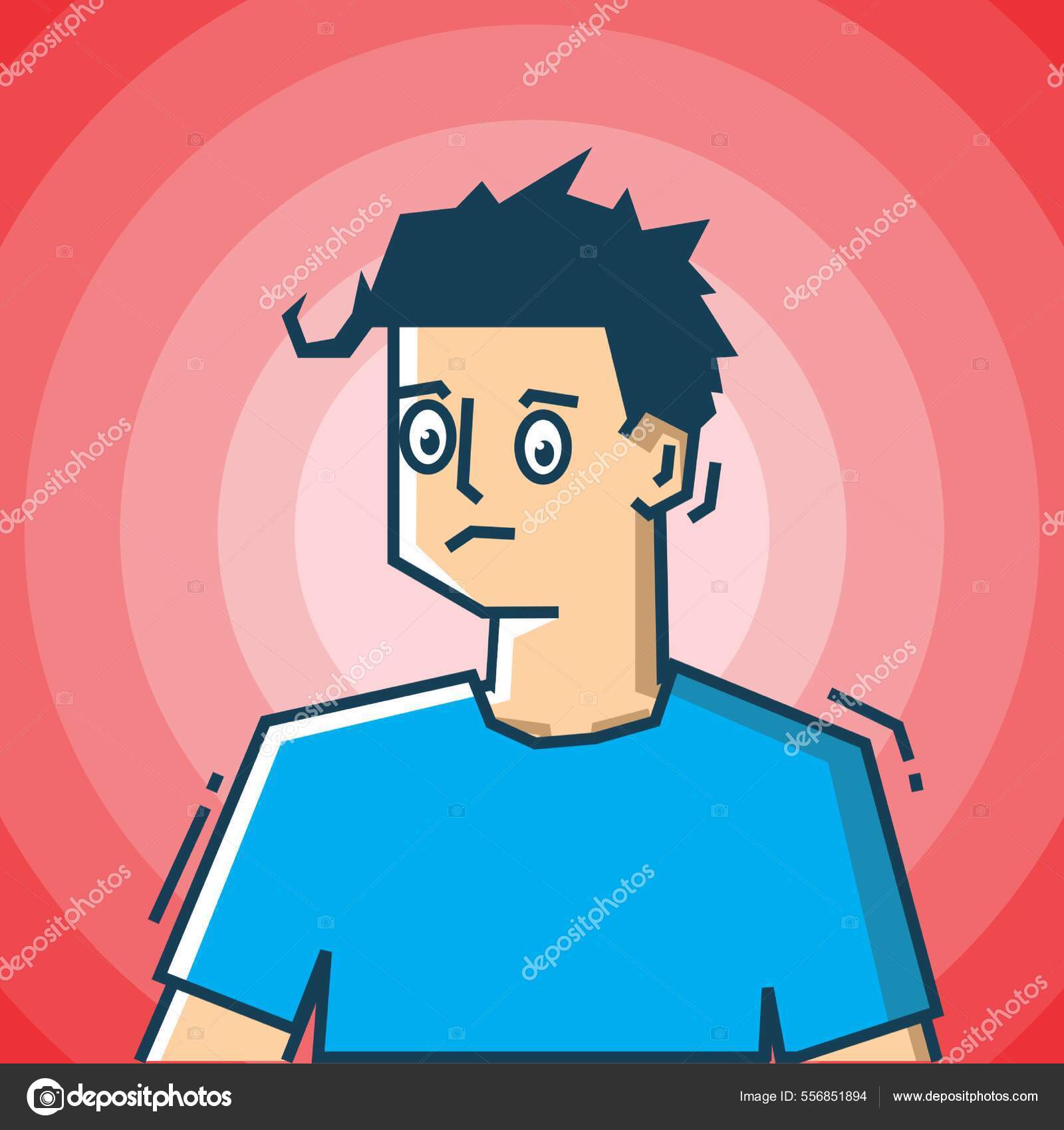 Square Face Character Stiff Art Style Illustration Design Stock ...