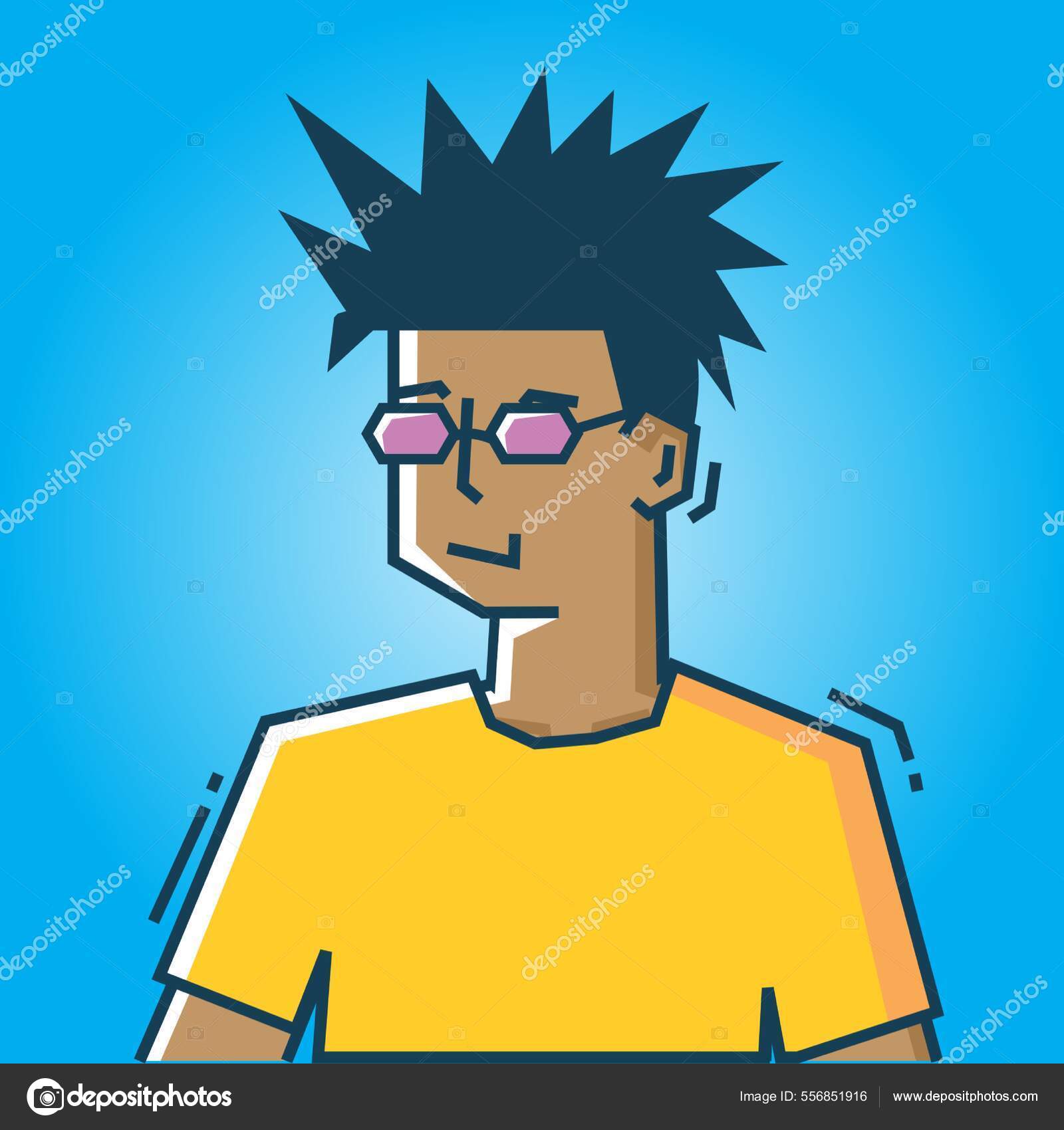 Square Face Character Stiff Art Style Illustration Design Stock ...