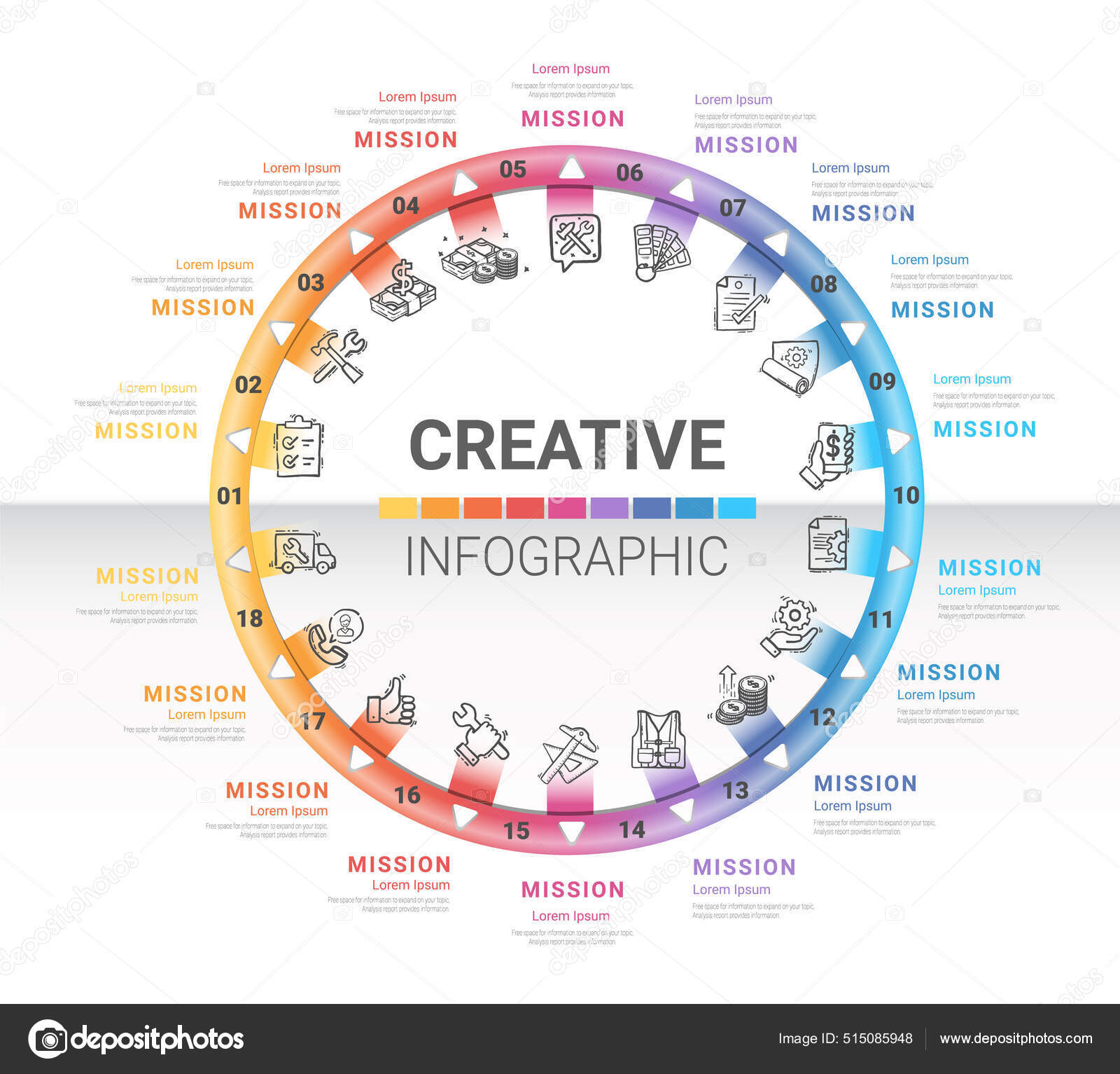 Half Circle Infographic Elements Design Options Steps Infographics ...