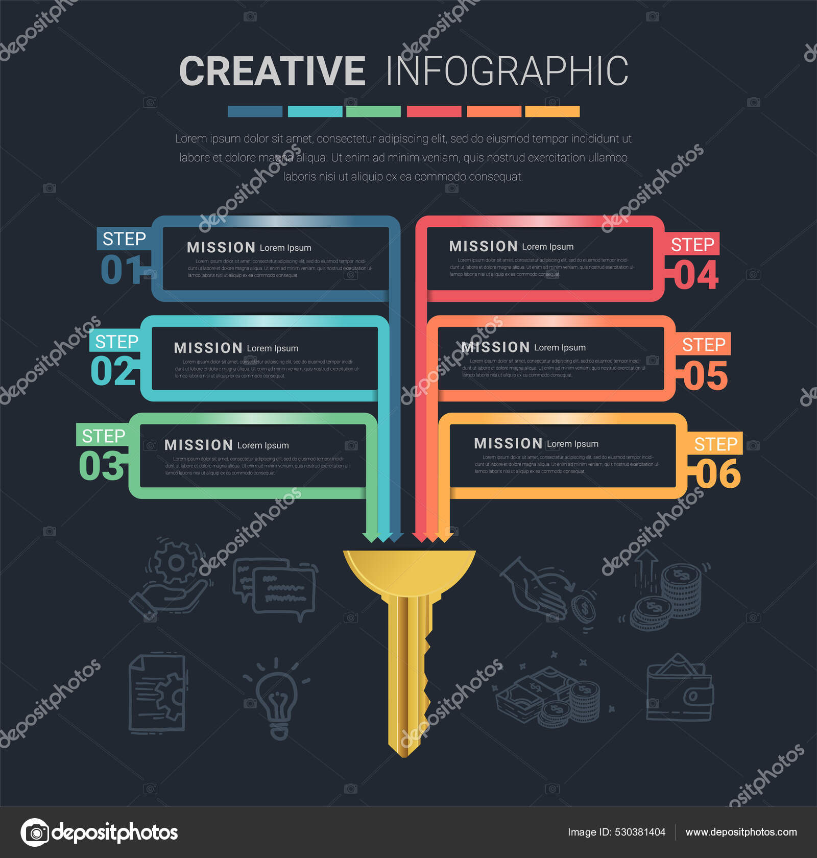 Infographic Key Design Template Presentation Business Stock Vector by ...