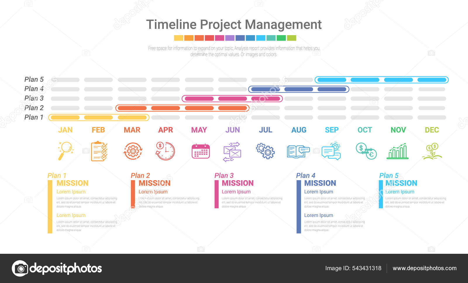 Project Timeline Graph Months Year All Month Planner Design ...