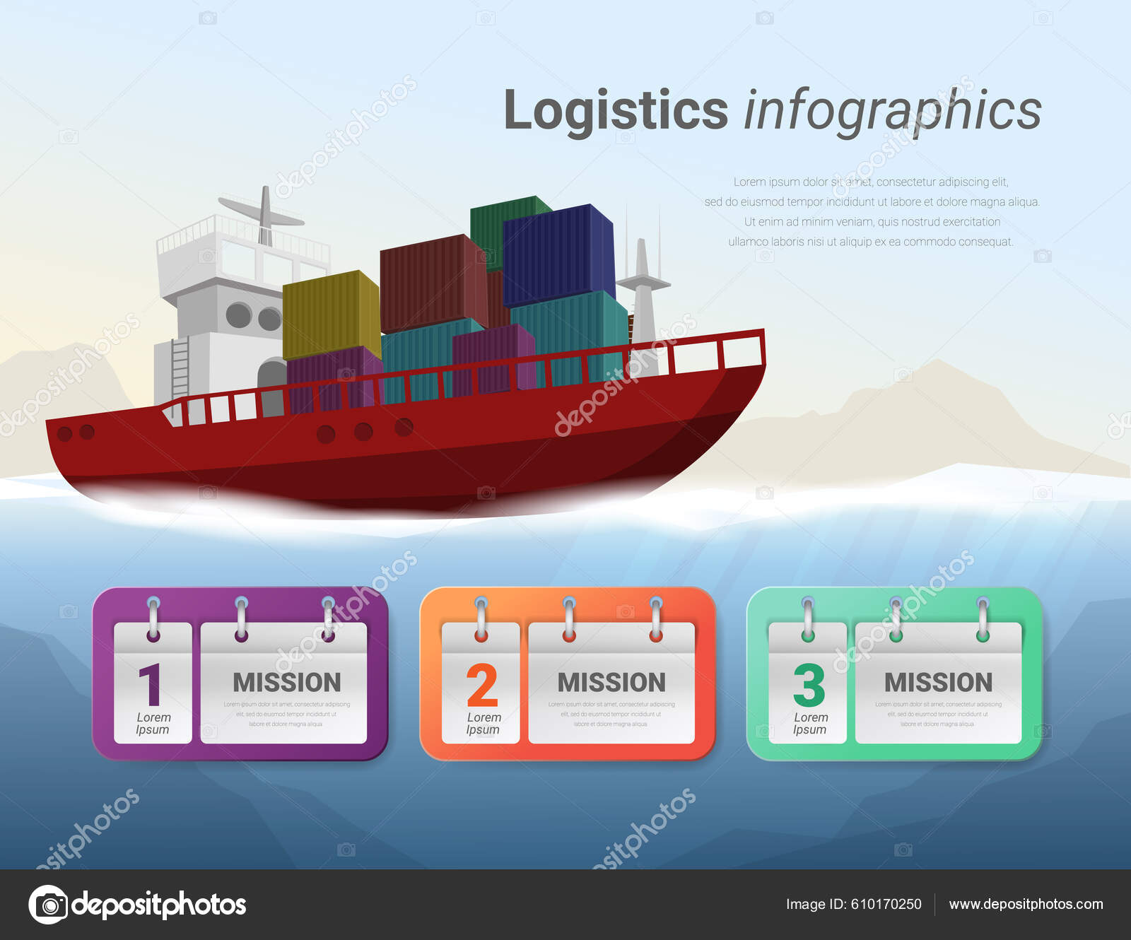 Containerschiff Infografik Logistik Und Transport Infografik Elemente ...