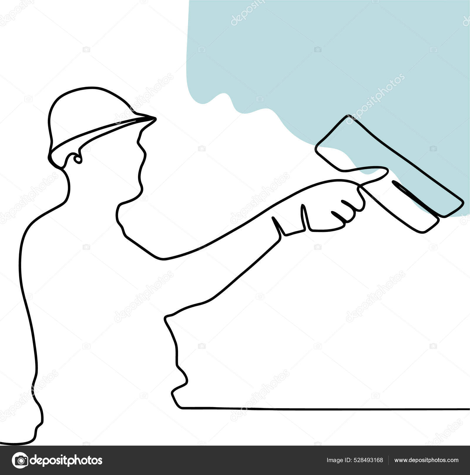 Continuous One Line Drawing Human Hand Holds Paint Brushes Paint Stock ...