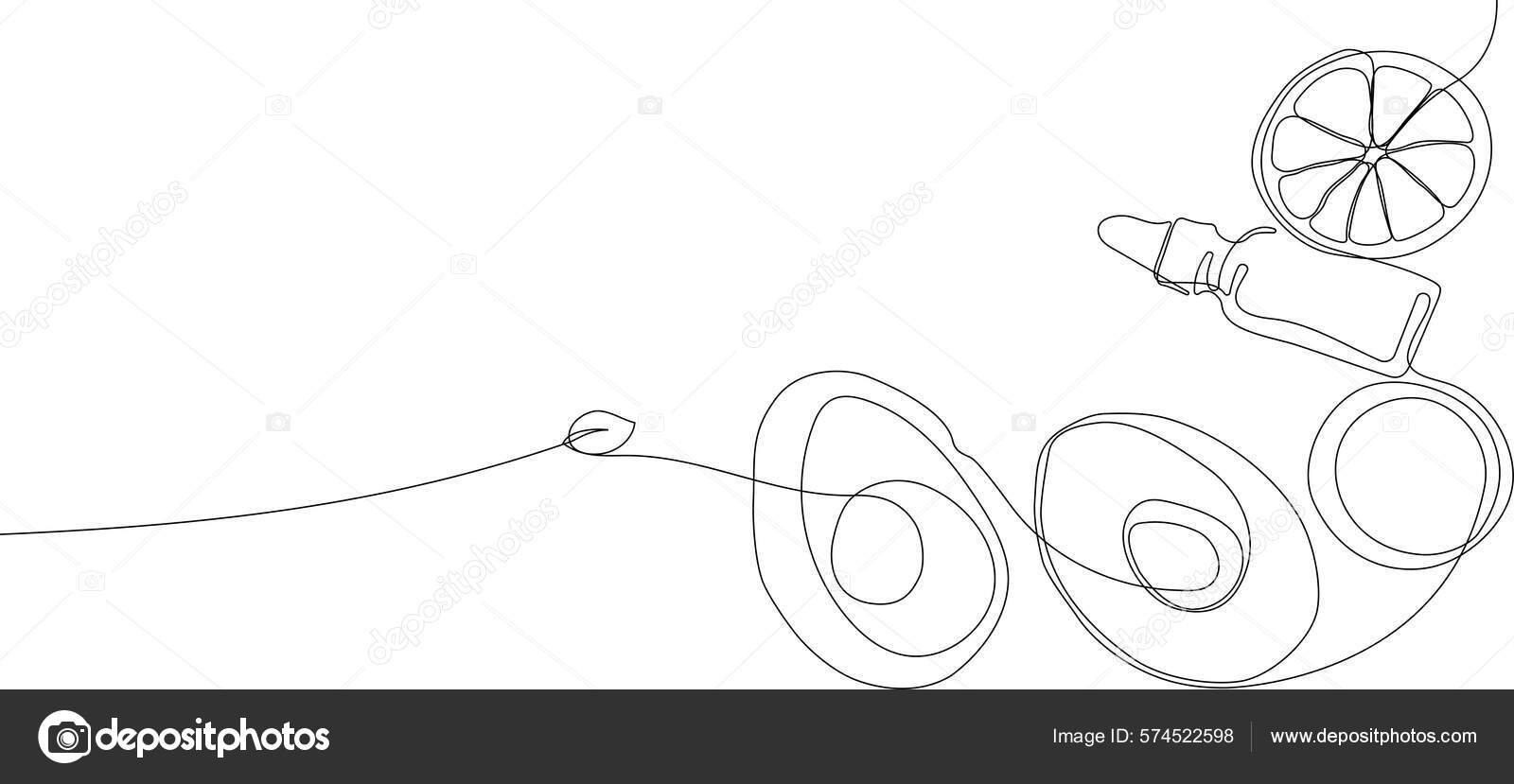 Continuous Drawing One Line Bottles Oil Honey Lemon Lime Juice Stock ...