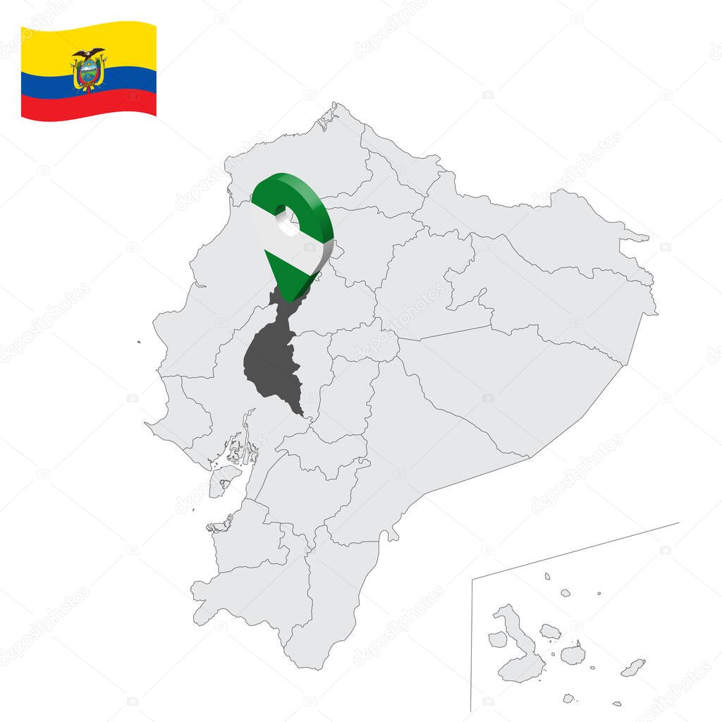 Ubicación Provincia de Los Ríos en el mapa Ecuador. 3d firma de ...