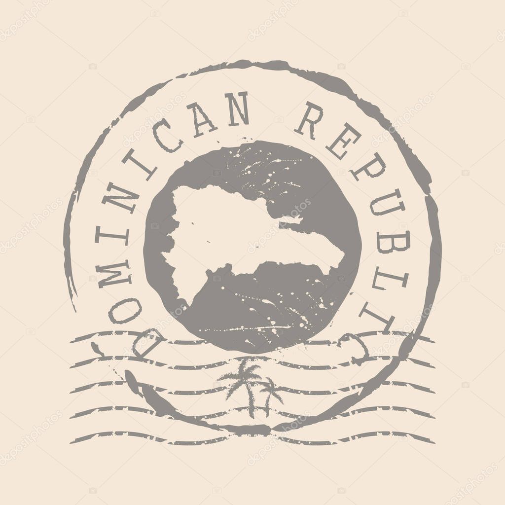 República Dominicana Sello Postal. Mapa Sello de goma de silueta ...