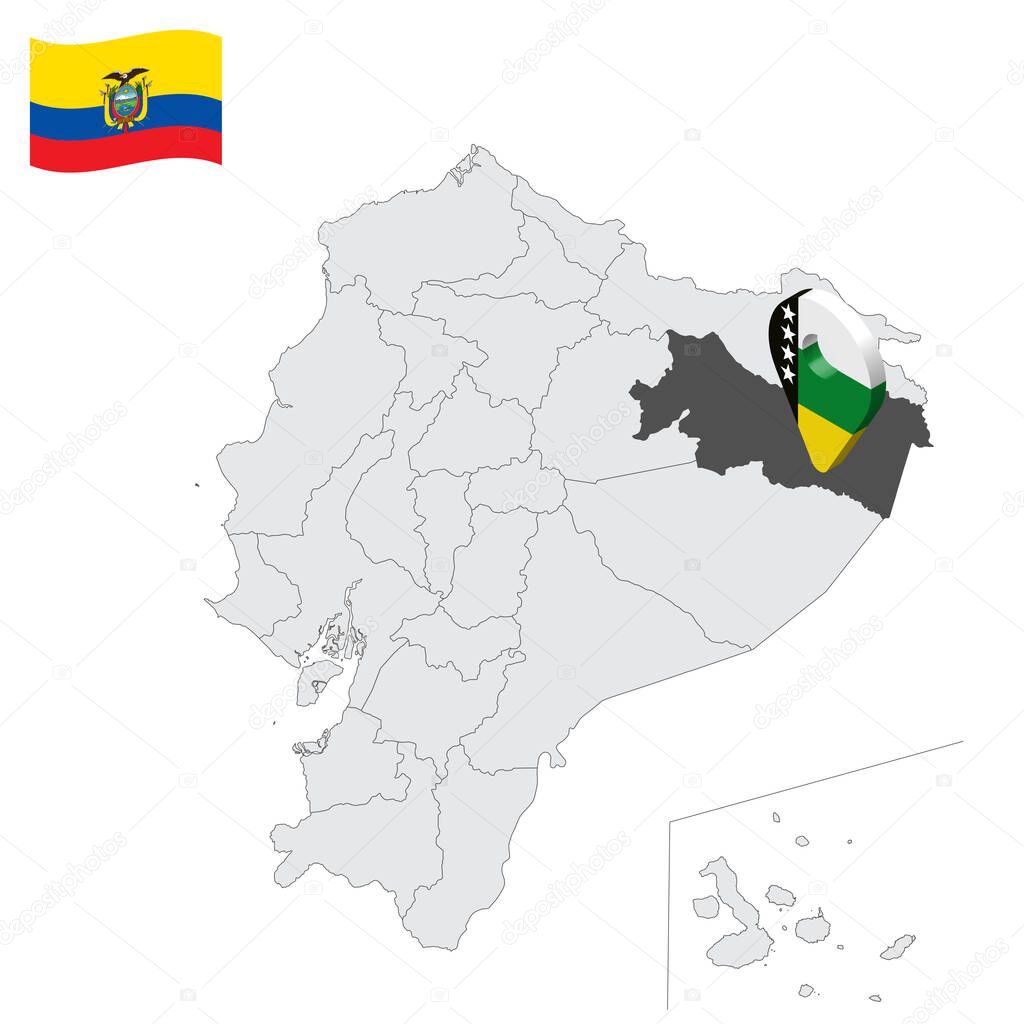 Ubicación Provincia de Orellana en el mapa Ecuador. 3d signo de ...