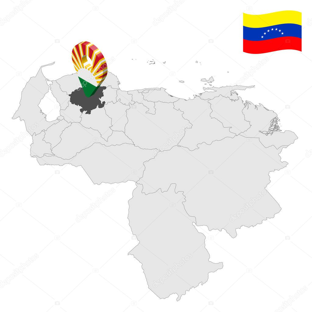 Location Lara State on map Venezuela. 3d location sign similar to the ...