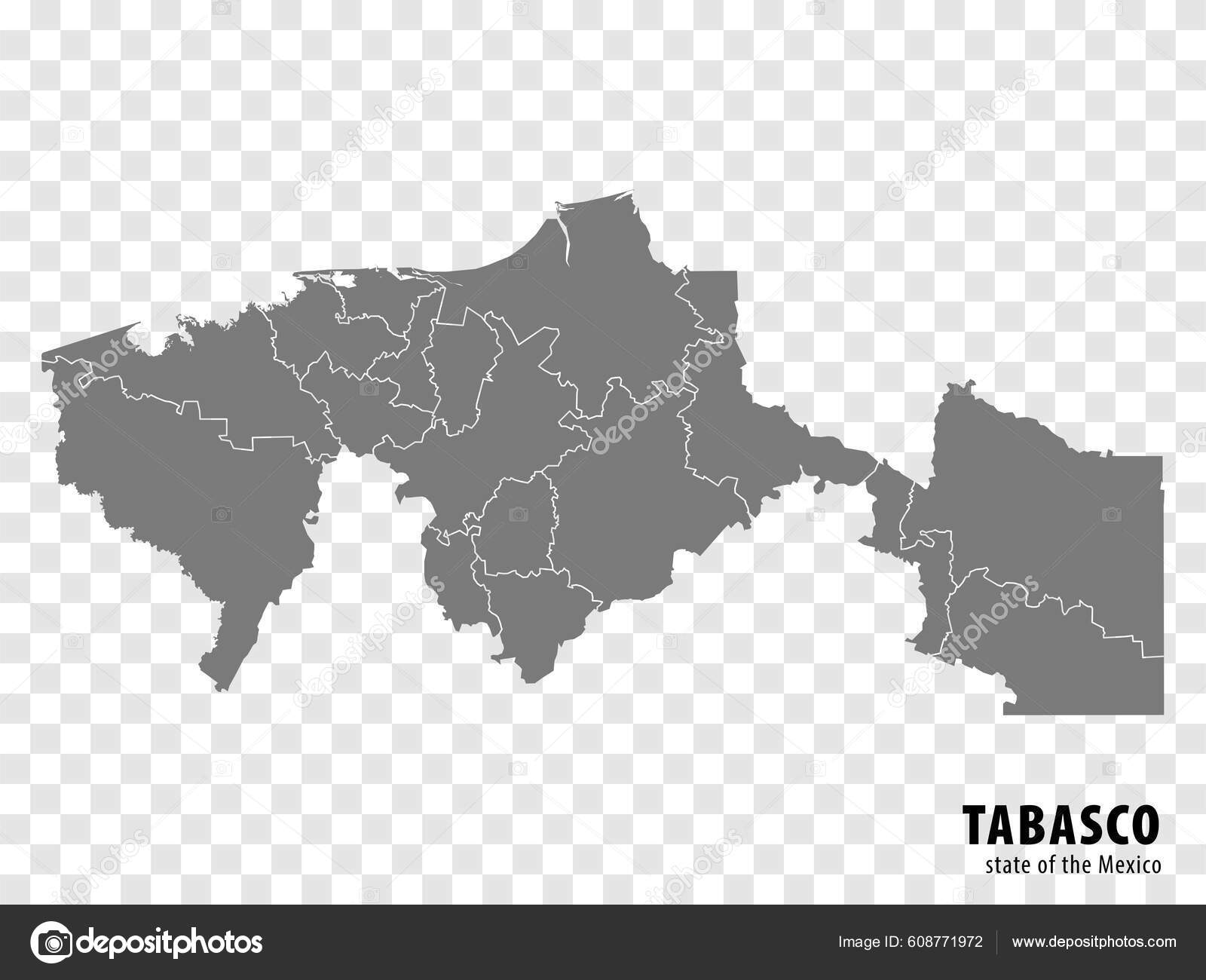 Estado Tabasco México Mapa Sobre Fondo Transparente Mapa Blanco Tabasco ...
