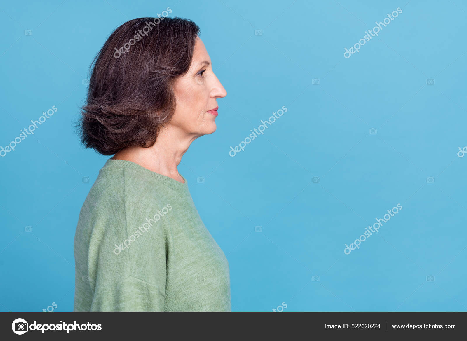 Profile Photo Aged Grey Hair Lady Look Empty Space Wear — Stock Photo ...