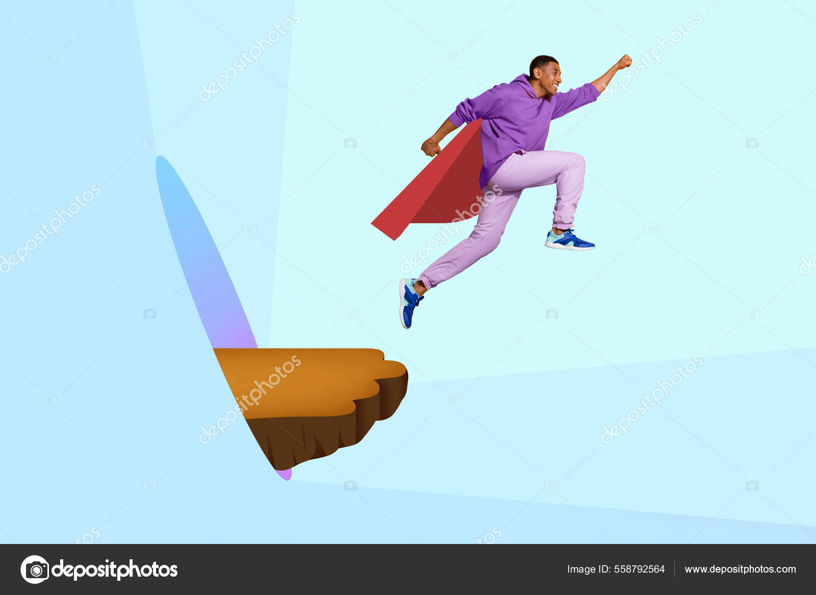 Cartoon style designed collage diverse ethnicity generic superhero ...