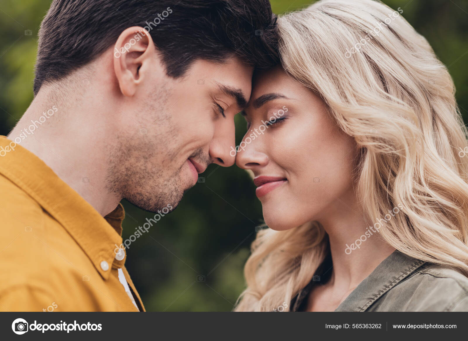 Cropped Profile Side View Portrait Of Attractive Dreamy Careful Amorous