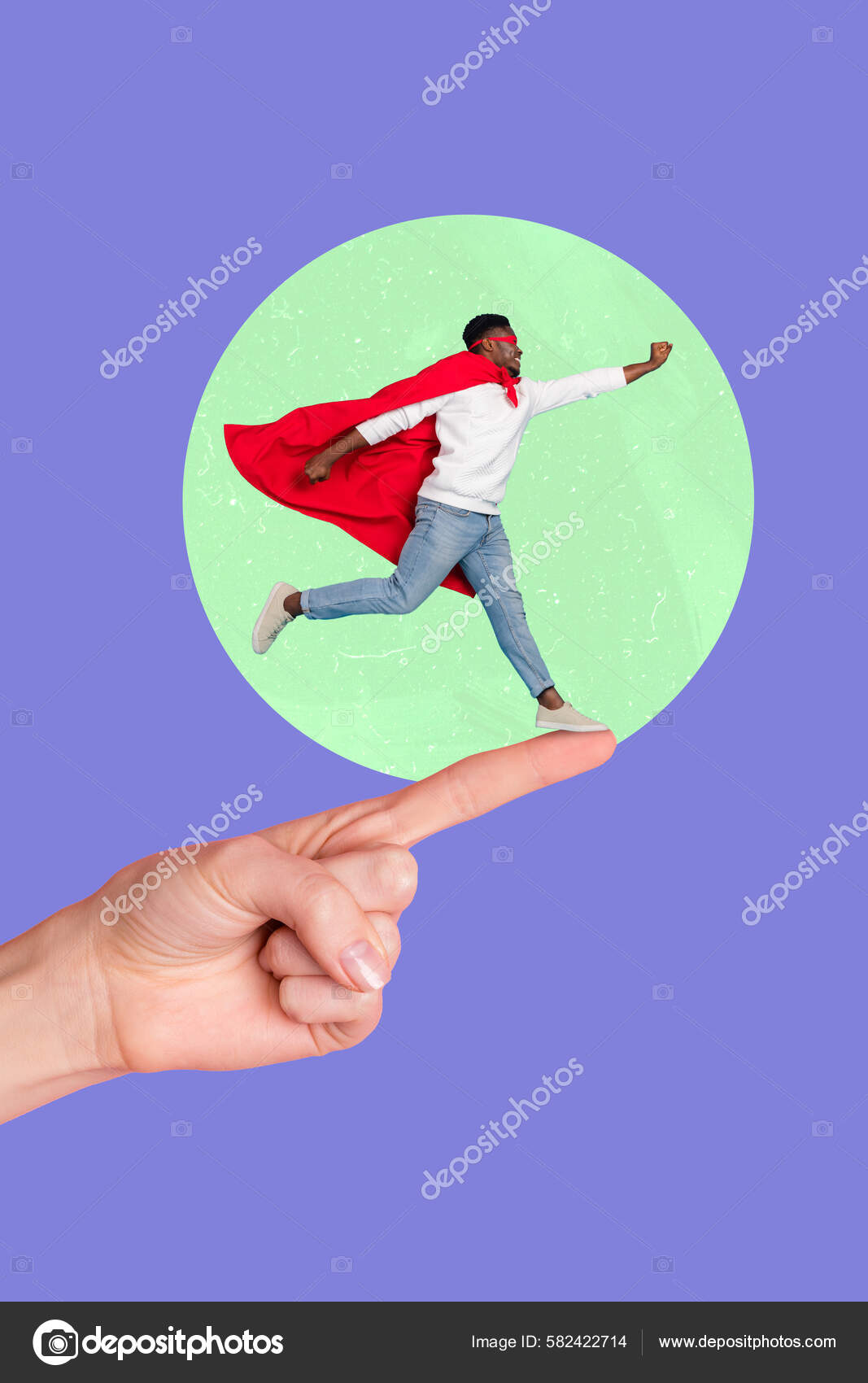 Vertical Collage Image Huge Arm Finger Point Indicate Way Small Stock ...