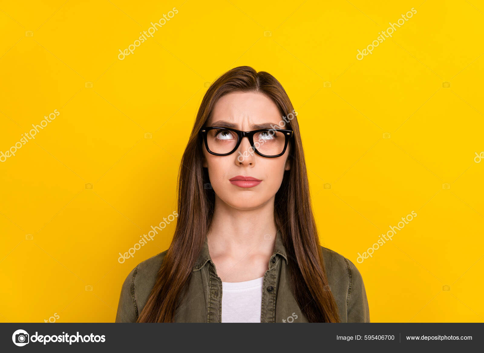 Portrait Serious Strict Business Lady Look Indifferent Thinking ...