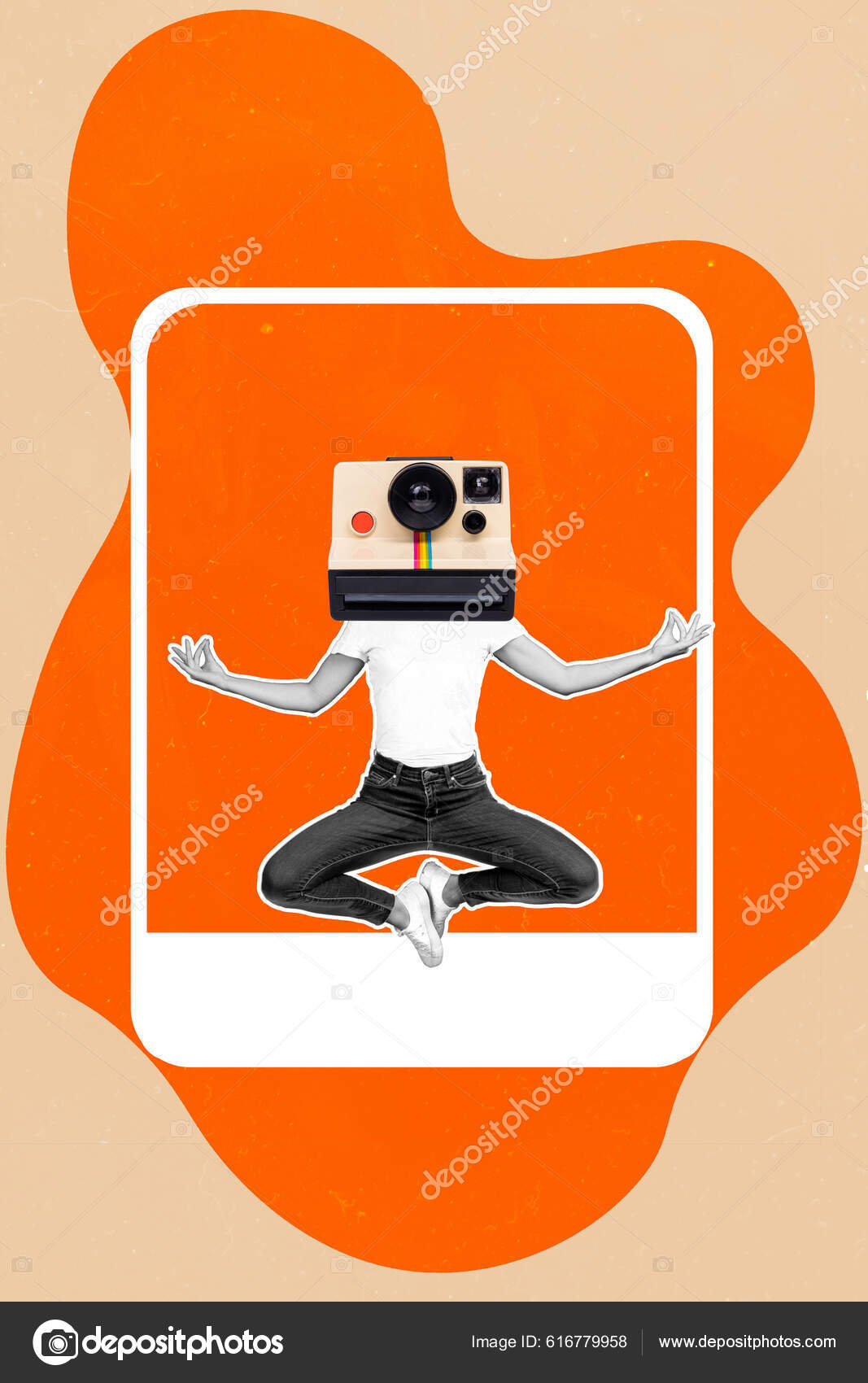 Vertical Collage Photography Mediating Person Black White Effect Camera ...