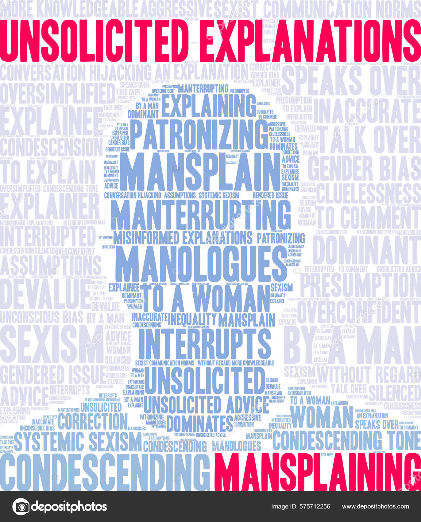 Unsolicited Explanations Word Cloud White Background Stock Vector Image ...