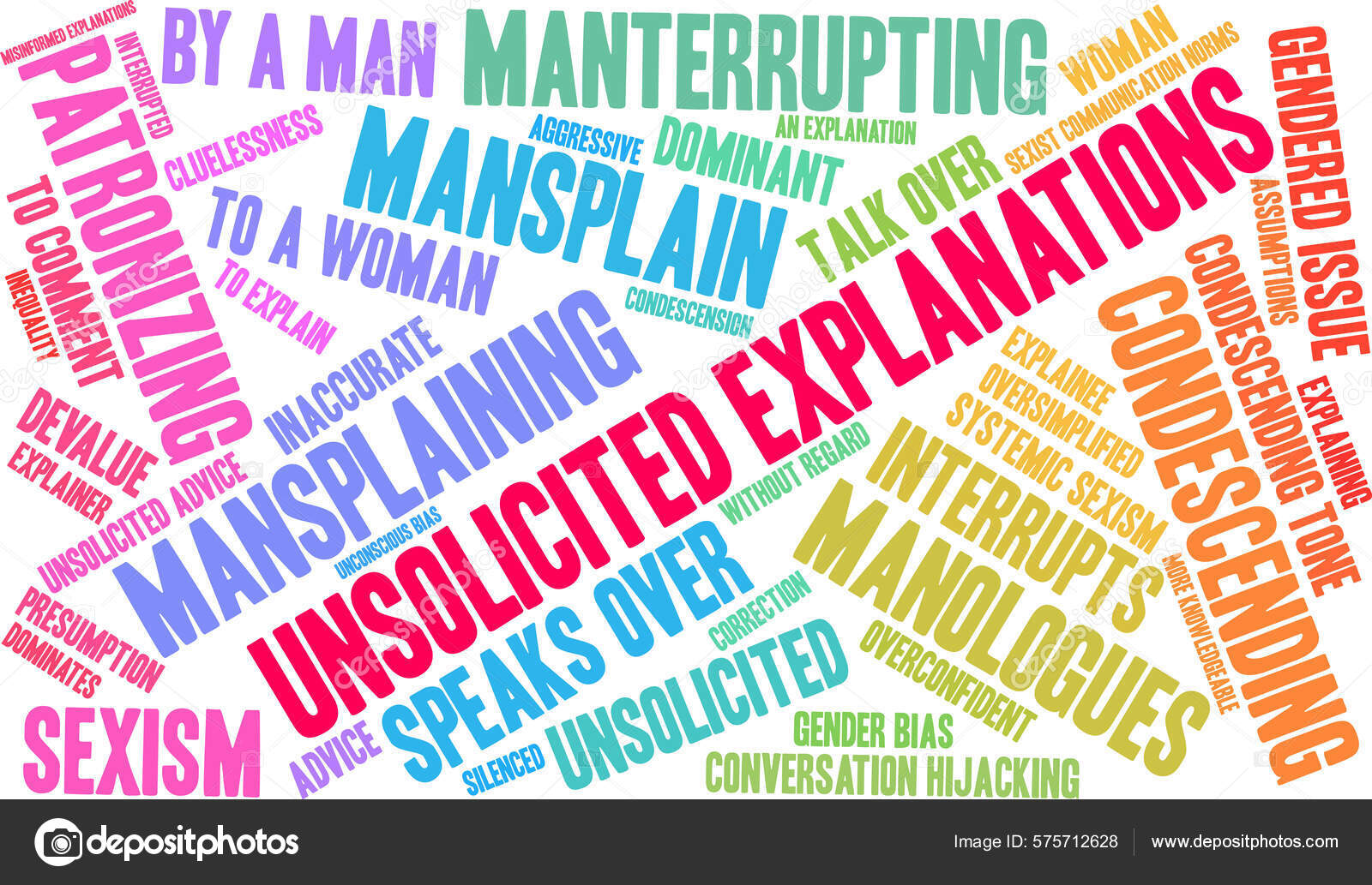 Unsolicited Explanations Word Cloud White Background Stock Vector Image ...