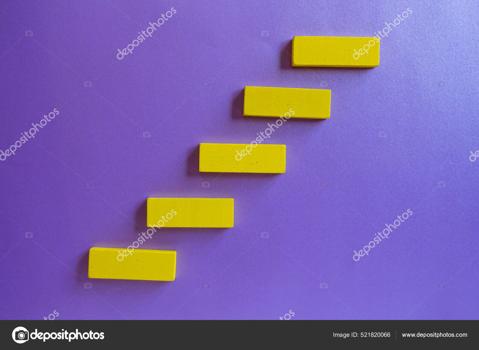 Wooden Blocks Arranged Form Stairs Top View Yellow Blocks Isolated ...