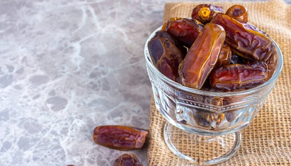 Poured Dates Top View Dried Date Fruits Sack Bag Marble — Stock Photo ...