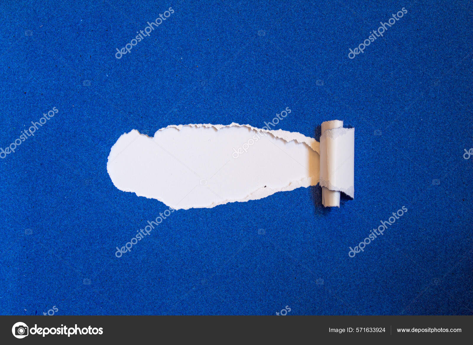 Blue Torn Paper White Background Top View Torn Paper Space — Stock ...