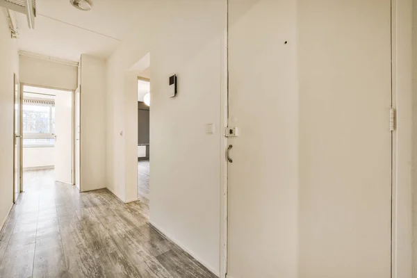 Empty Room White Walls Wood Flooring Right Side Room Window — Stock ...