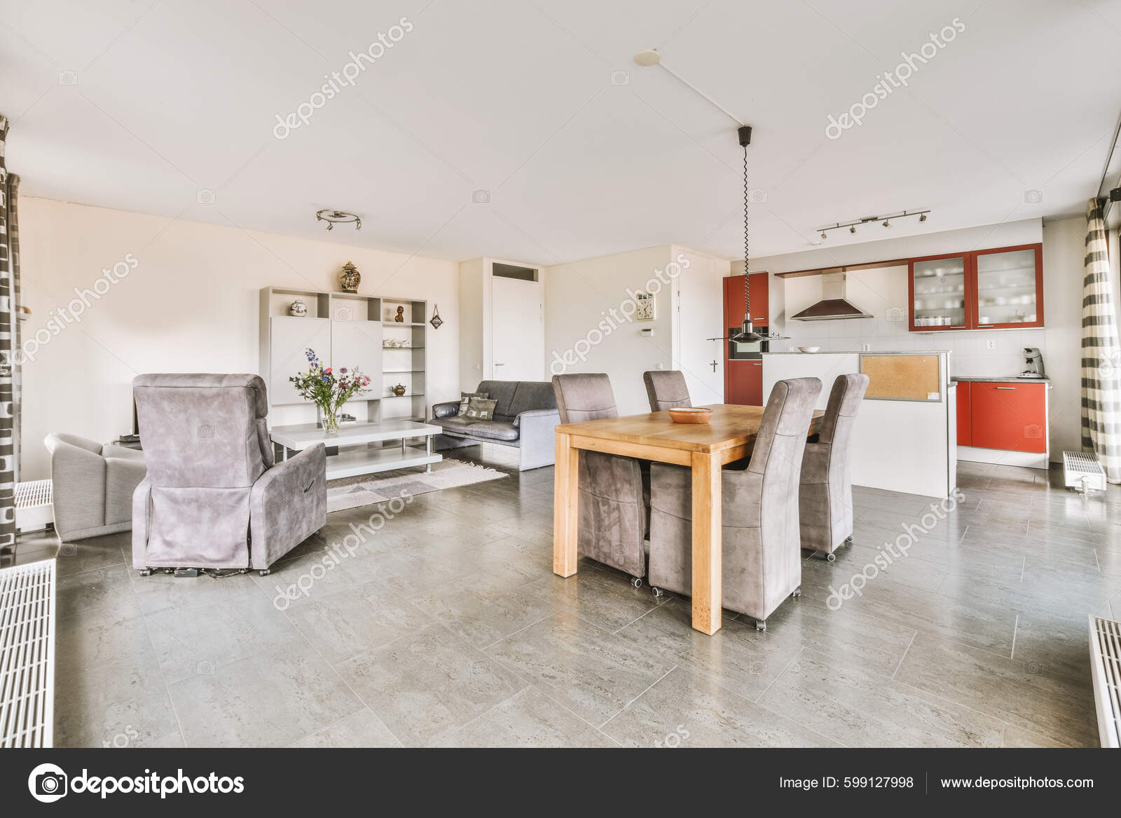 Counters Stove Oven Located Modern Kitchen Dining Room Home — Stock ...