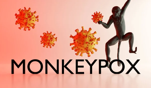 Illustration of monkeypox, infectious disease caused by the monkey pox virus. Multi-country ...