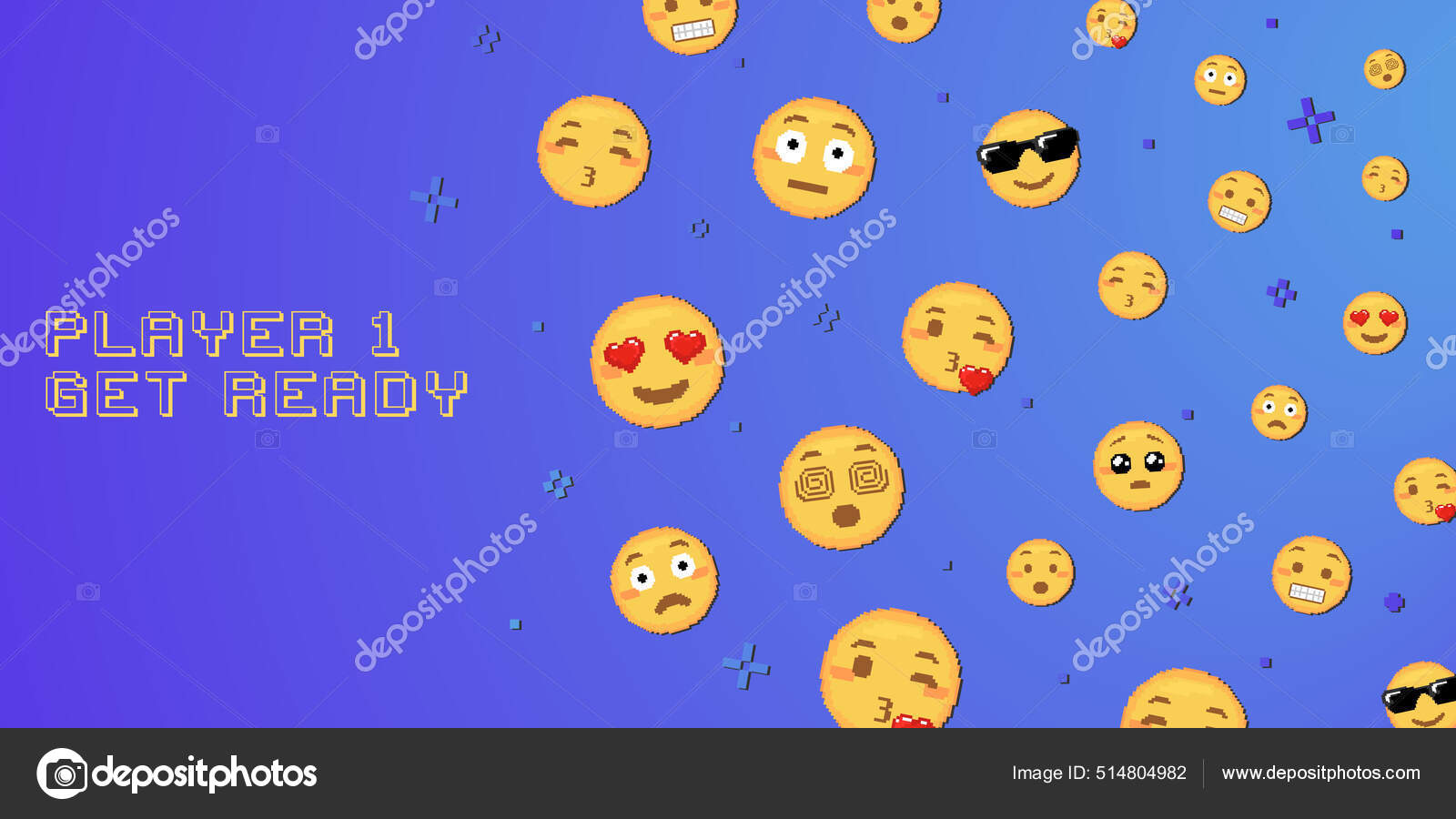 Pixel Art Emoji Background Funny Bit Video Game Style Background Stock ...