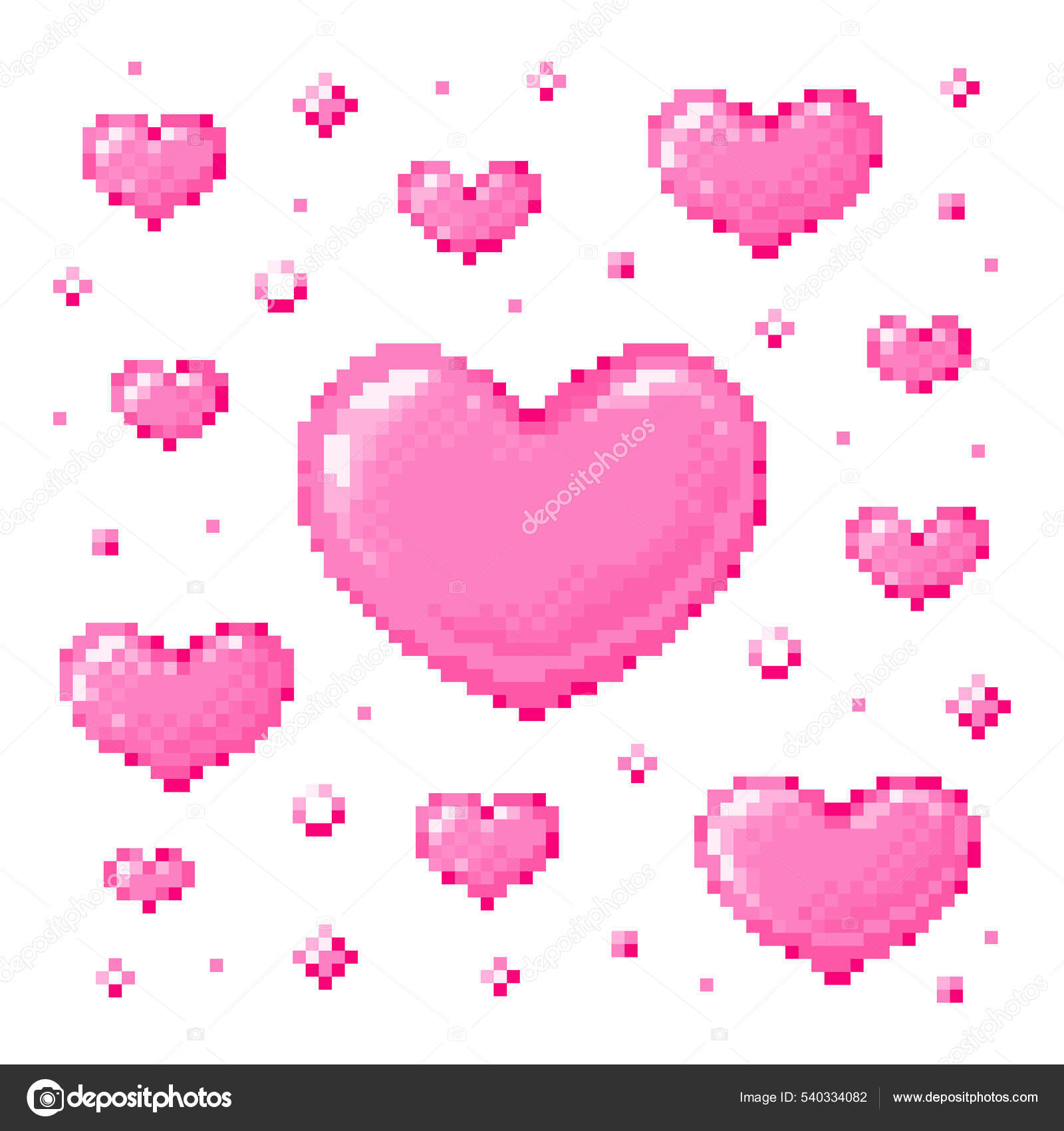 Pixel Art Corazones Establecidos Colección Iconos Corazón Juego Bits ...
