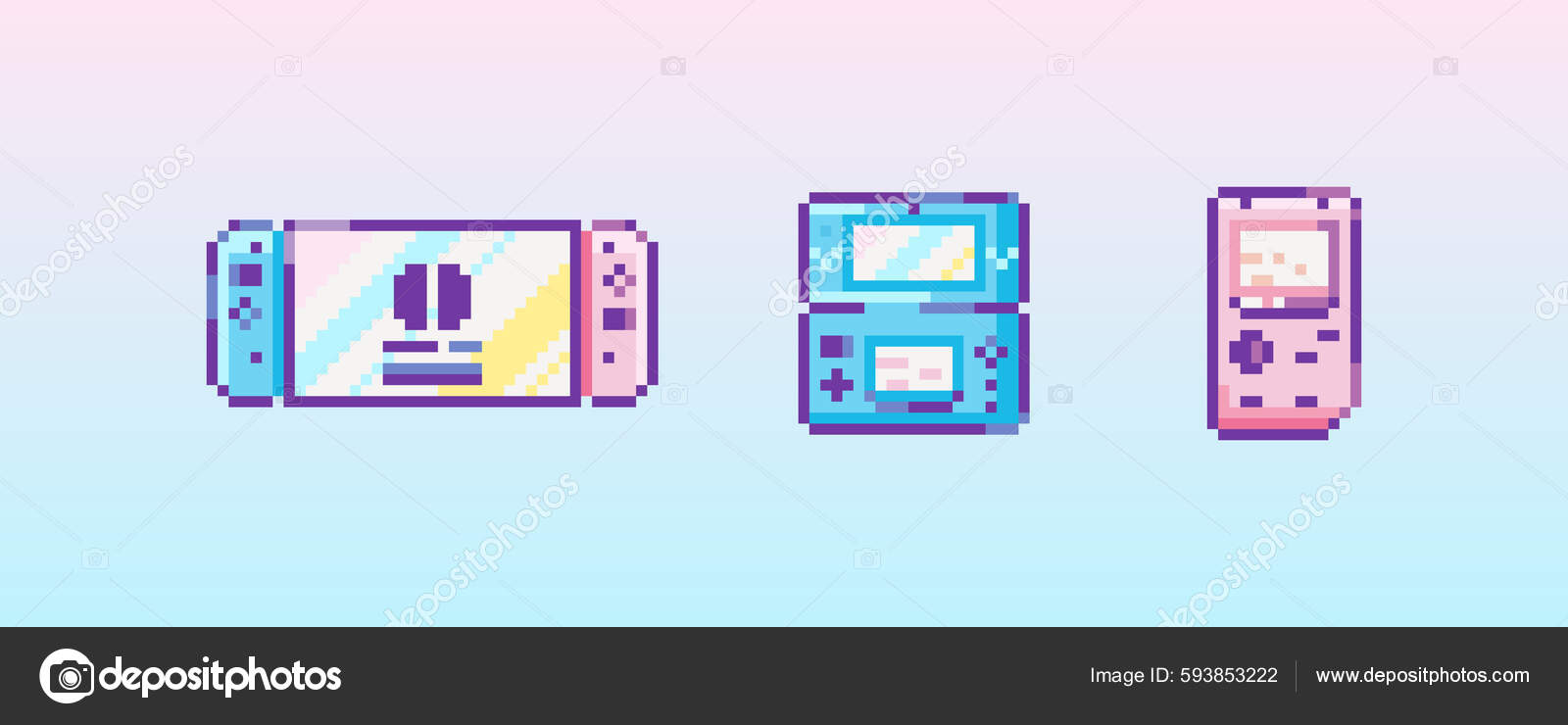 Pixel Art Handheld Game Consoles 90S Icon Set Bit Vector Vetor de ©Takoyaki_tech 593853222