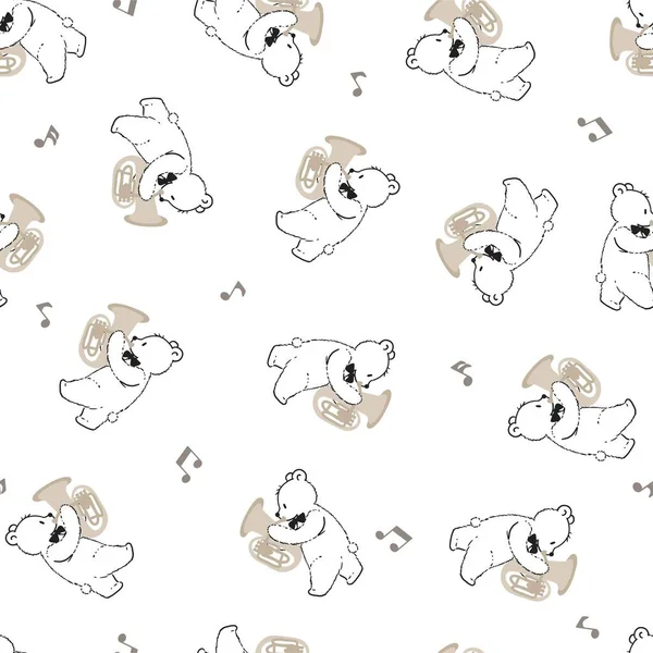 Cute Bear Play Tuba Instrumento Musical Vector Gráfico Dibujos Animados ...