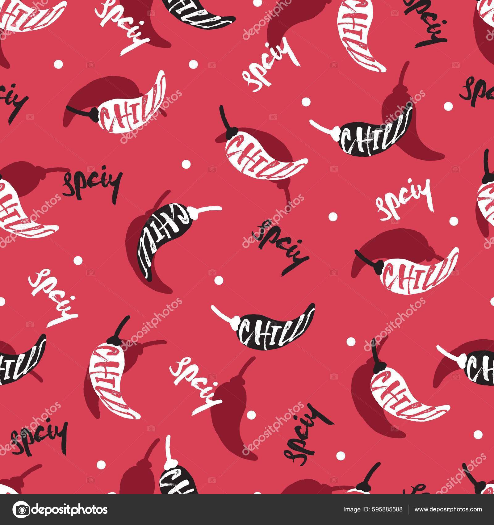 Red Spicy Chillies Food Vector Graphic Seamless Pattern Can Use Stock ...