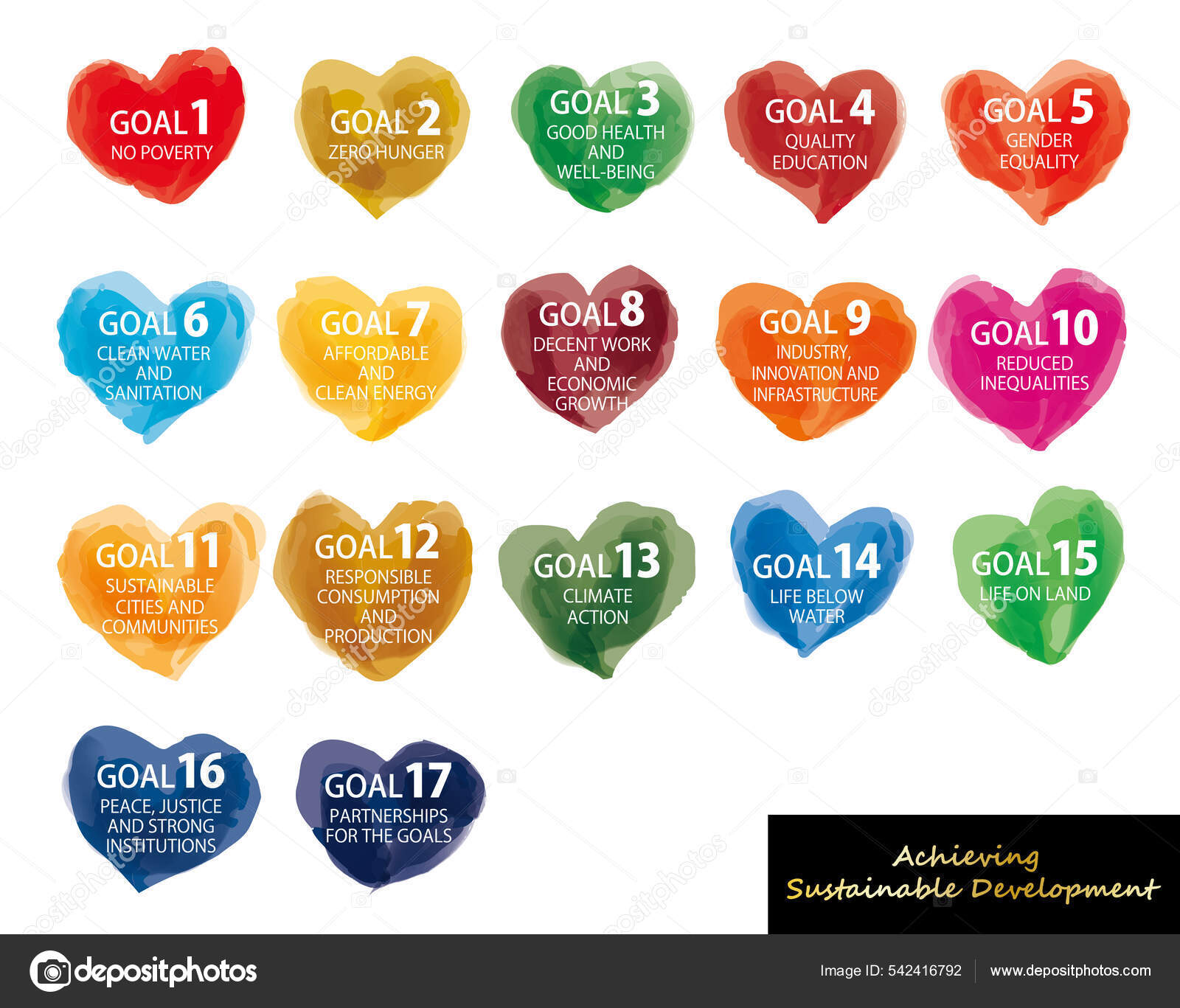 Sustainable Development Goals Image Hand Painted Watercolor Heart Shape ...