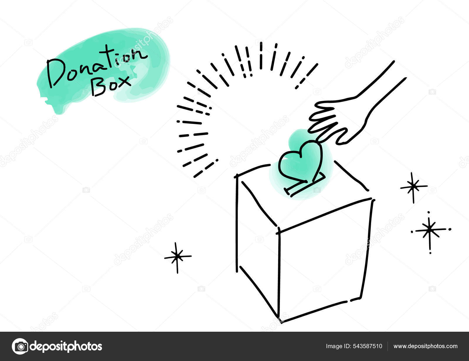 Hand Drawing Donation Box Simple Illustration Stock Vector Image by ...