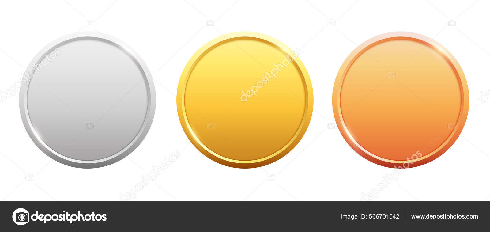 Medals Logo Collection Set Shiny Awards Gold Silver Bronze Metallic ...