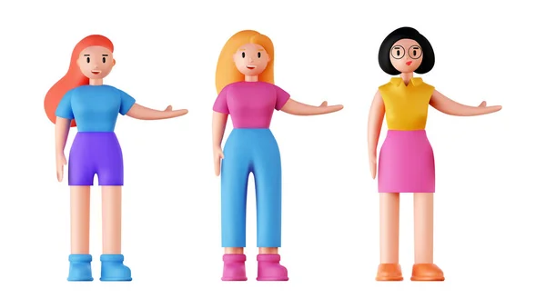 Set Portraits Happy People White Background Cartoon Characters Woman ...