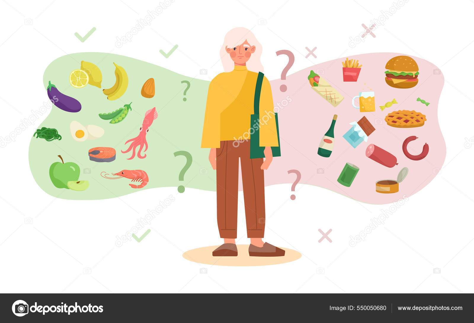 Woman choosing food Stock Vector Image by ©edgecreative01@gmail.com ...