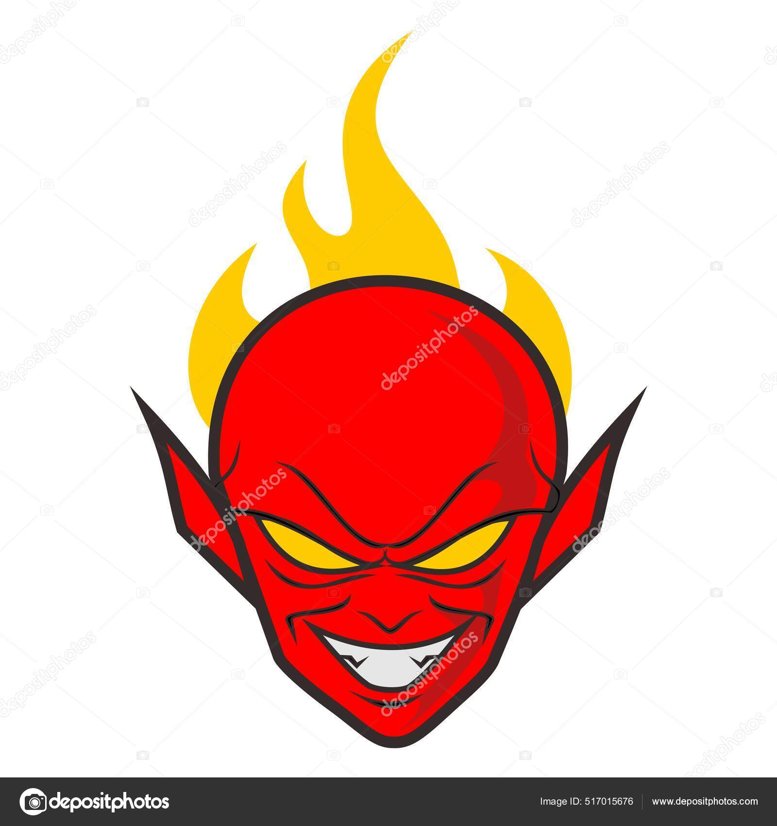 Red Evil Devil Face Fire White Background Vector Image Stock Vector by ...