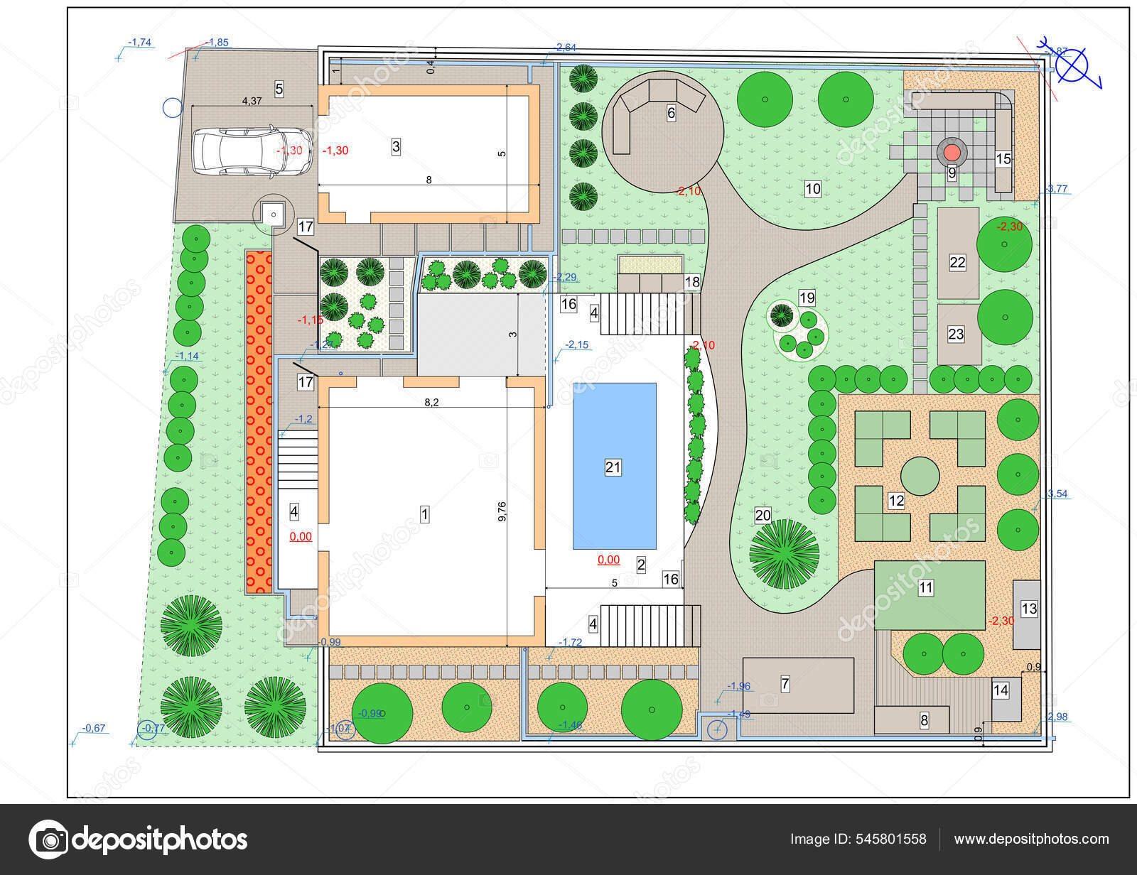 Landscaping Garden Design Illustration Garden Plots Plans Stock ...