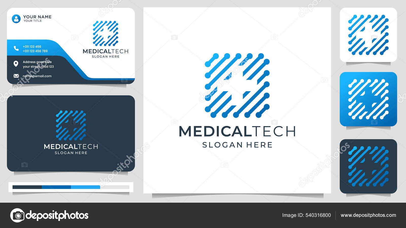 Medical Tech Logo Design Negative Space Square Tech Dot Concept Stock ...