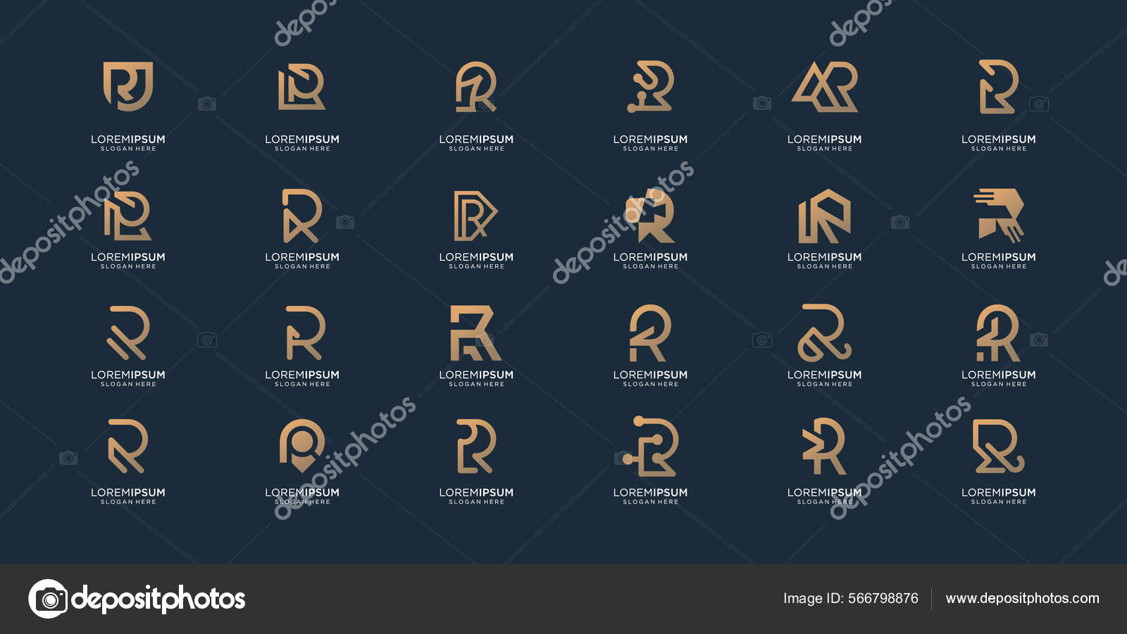 Set Monogram Initial Logo Inspiration Gold Color Design Collection ...