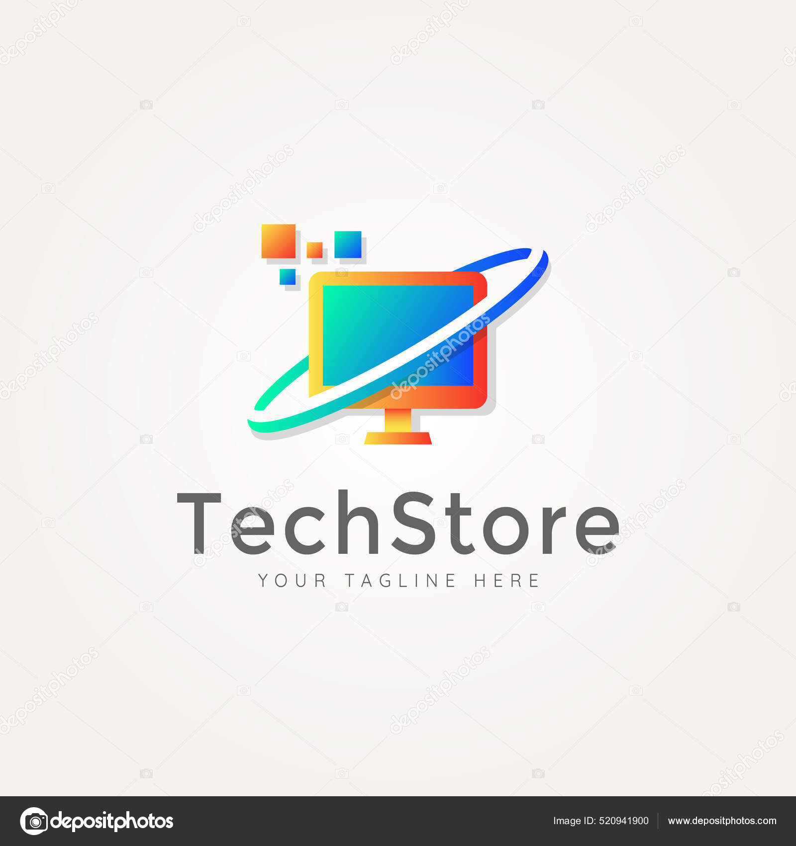 Tech Store Minimalist Flat Logo Gradient Color Computer Store Logo ...